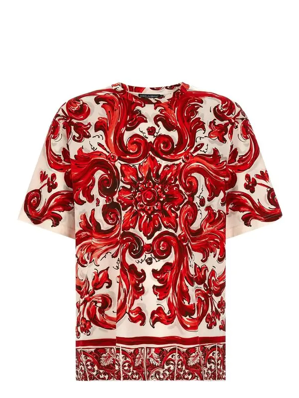 Dolce & Gabbana Maiolica' T-shirt - Red