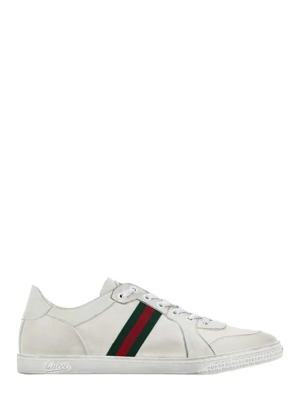 Gucci Leather Stretch Sneakers - White