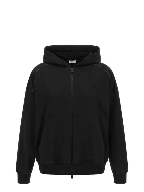 Brunello Cucinelli Shiny Trims' Hoodie - Black