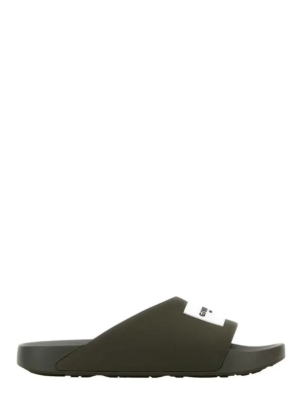 Givenchy Army Rubber Label Slippers - Green