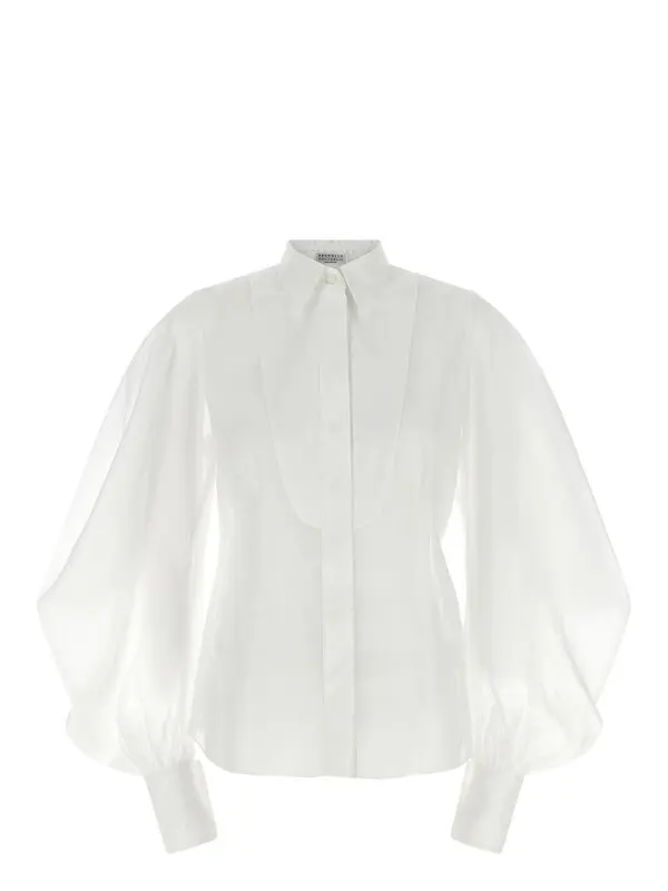 Brunello Cucinelli Cotton Organza Shirt - White