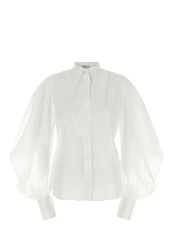 Brunello Cucinelli Cotton Organza Shirt - White