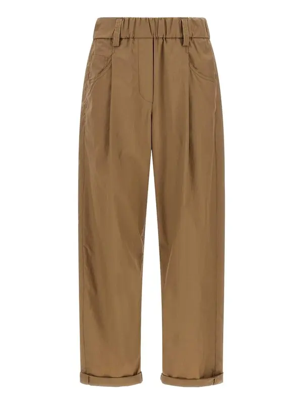 Brunello Cucinelli Track' Poplin Pants - Cream