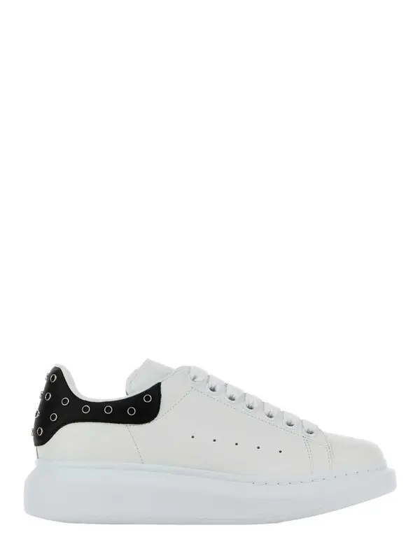 Alexander McQueen Leather Sneakers With Black Leather Heel - White