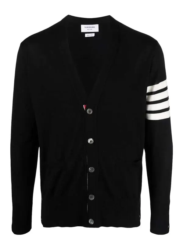 Thom Browne Cardigan With Stripe Detail - Black