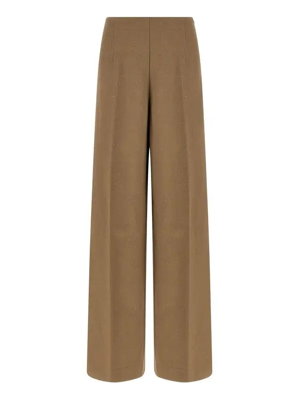 Herno Micro Sequin Wide Leg Pants - Brown