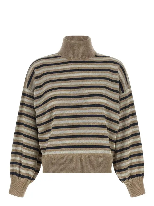 Brunello Cucinelli Striped Metallic Ribbed Pullover - Multicolor