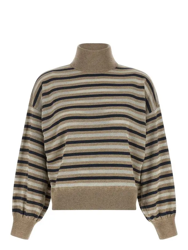 Brunello Cucinelli Striped Metallic Ribbed Pullover - Multicolor