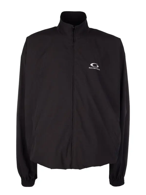 Balenciaga Stand Collar Zip Up Sweatshirt - Multicolor