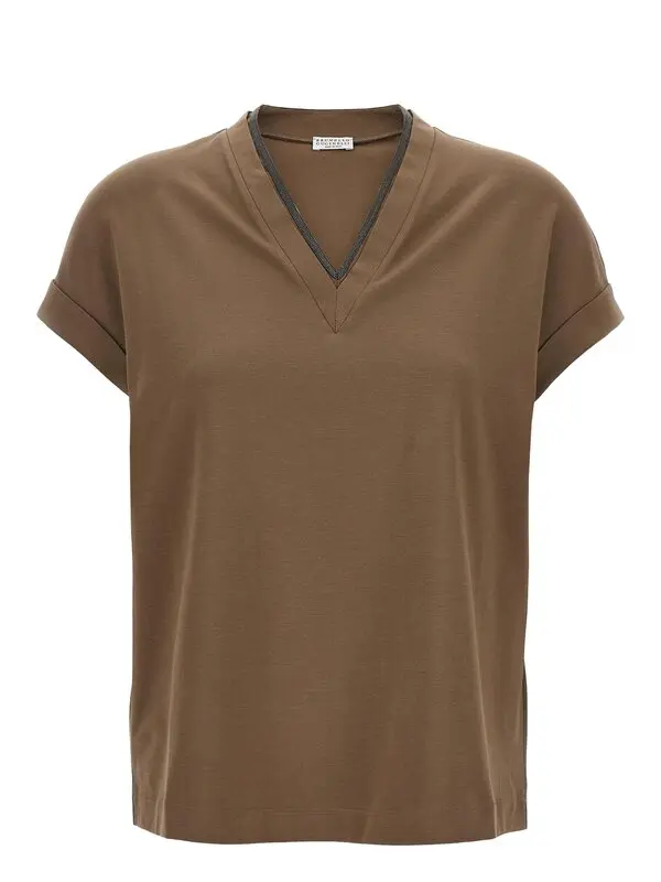 Brunello Cucinelli T-shirt Monile - Brown