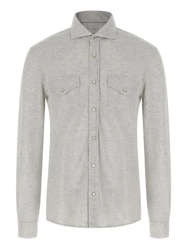 Brunello Cucinelli Piqué Cotton Shirt - Gray