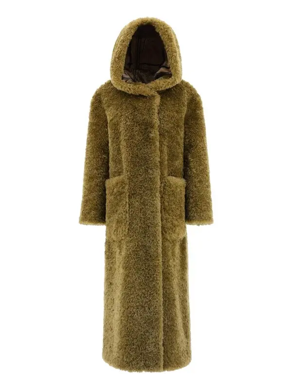 Herno Curly Faux Fur Coat - Green