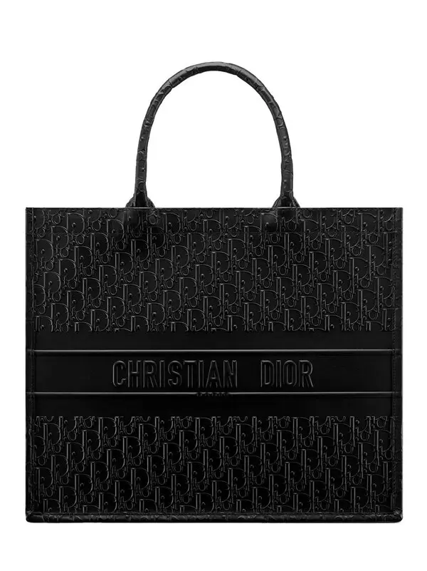 Dior Oblique Leather Tote Bag - Black