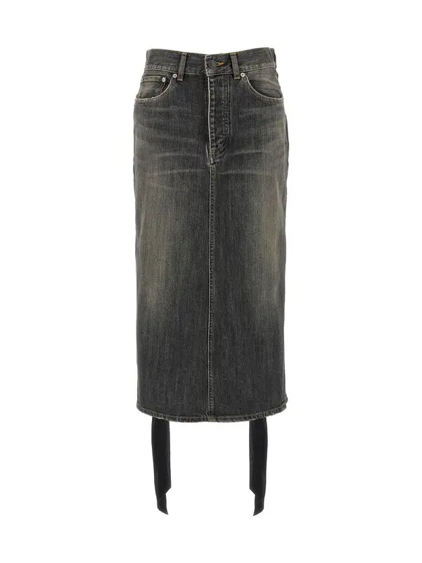 Balenciaga Lace Up' Denim Skirt - Gray