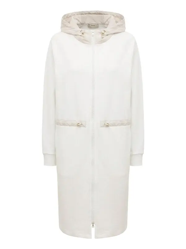 Herno Long Hooded Zip Coat - White