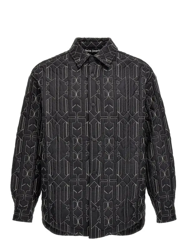 Palm Angels All Monogram Quilted Dover Jacket - Gray