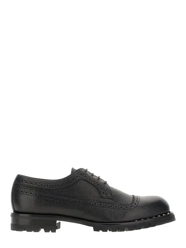 JIMMY CHOO Textured Leather Lace-up Derby Shoes - Multicolor