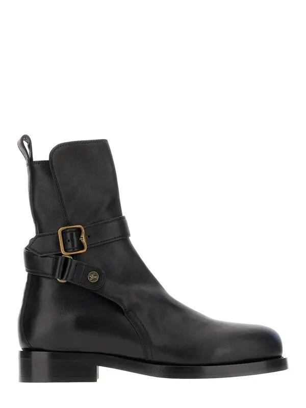 Burberry Leather Buckled Boots - Multicolor