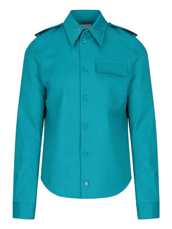 Bottega Veneta Grain De Poudre Wool Shirt - Green