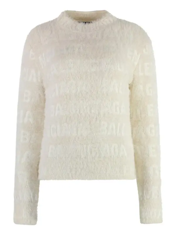 Balenciaga Jacquard Logo Sweater - White