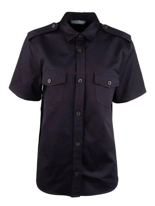Prada Collared Short Sleeve Button Up Shirt - Multicolor