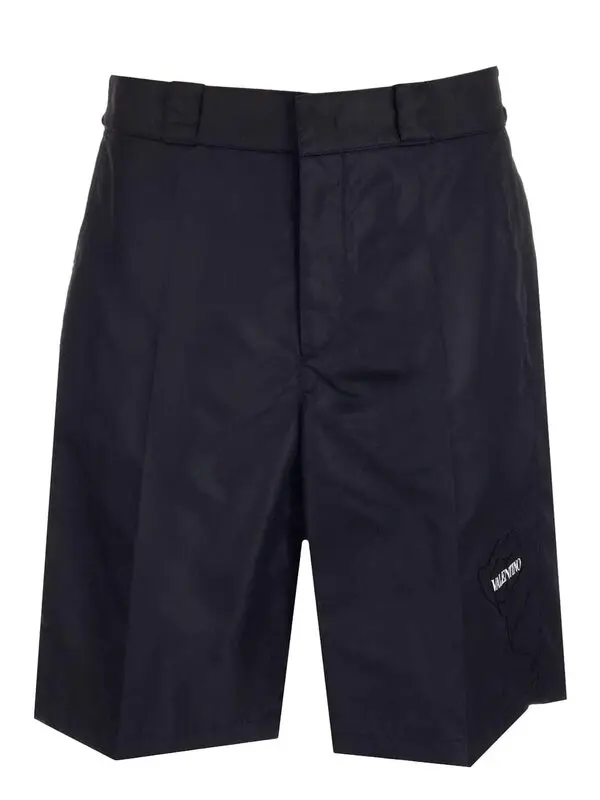 Valentino Garavani Flower Embroidery Bermuda Shorts - Black