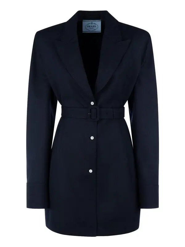 Prada Belted Lapel Neck Dress Shirt - Multicolor