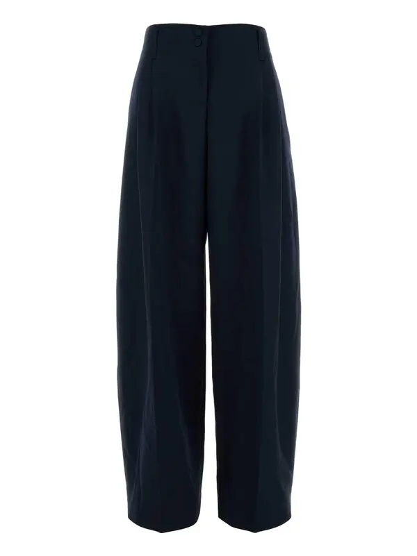 Alexander McQueen Navy Wool Wide-leg Pant - Blue