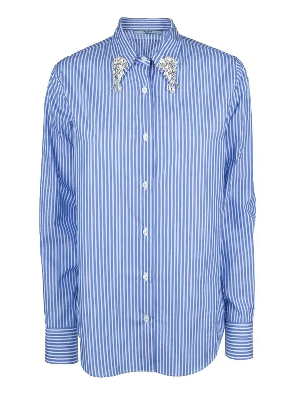 Prada Striped Embellished Shirt - Multicolor