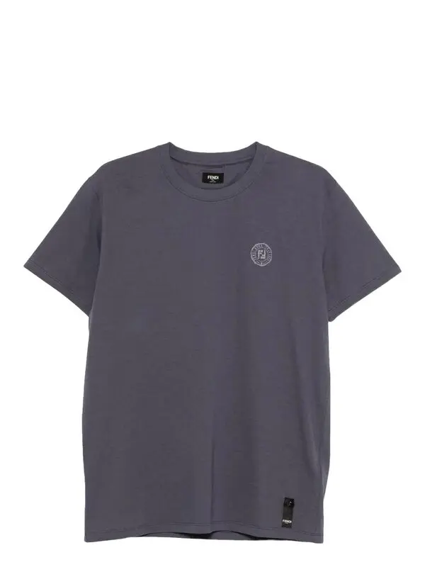 Fendi Ff Postcards Logo Print Cotton T-shirt - Blue