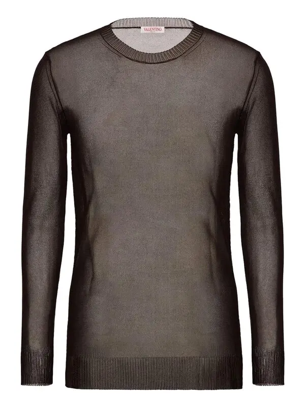 Valentino Garavani Semi-transparent Silk Sweater - Brown