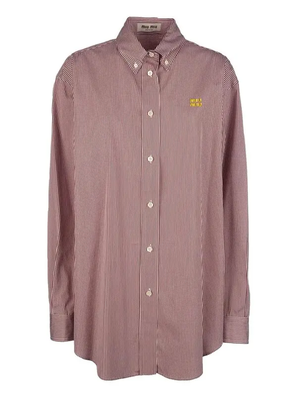 Miu Miu Striped Long Sleeve Button Up Shirt - Multicolor