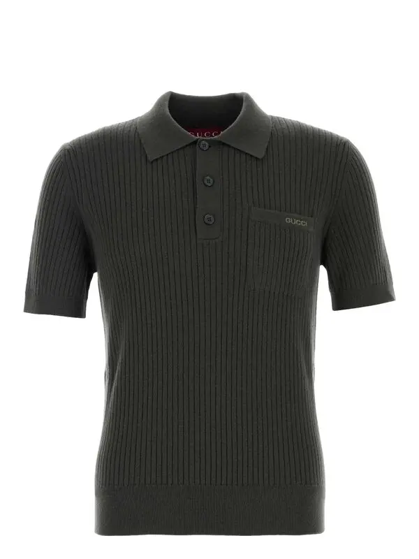 Gucci Dark Grey Wool Blend Polo Shirt - Gray