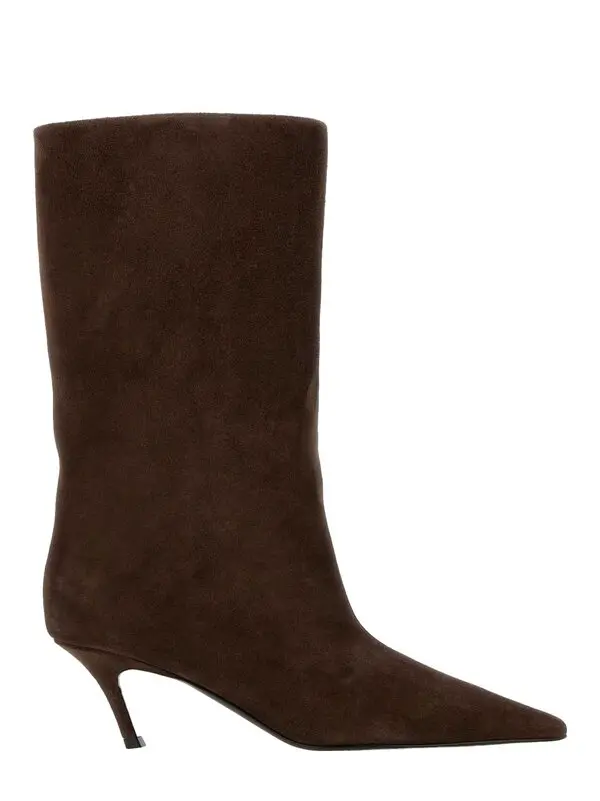 Amina Muaddi Suede Fiona Boots - Brown