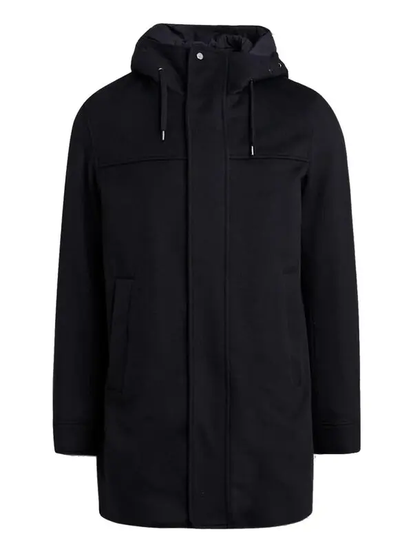 Herno Wool Cashmere Hooded Coat - Black