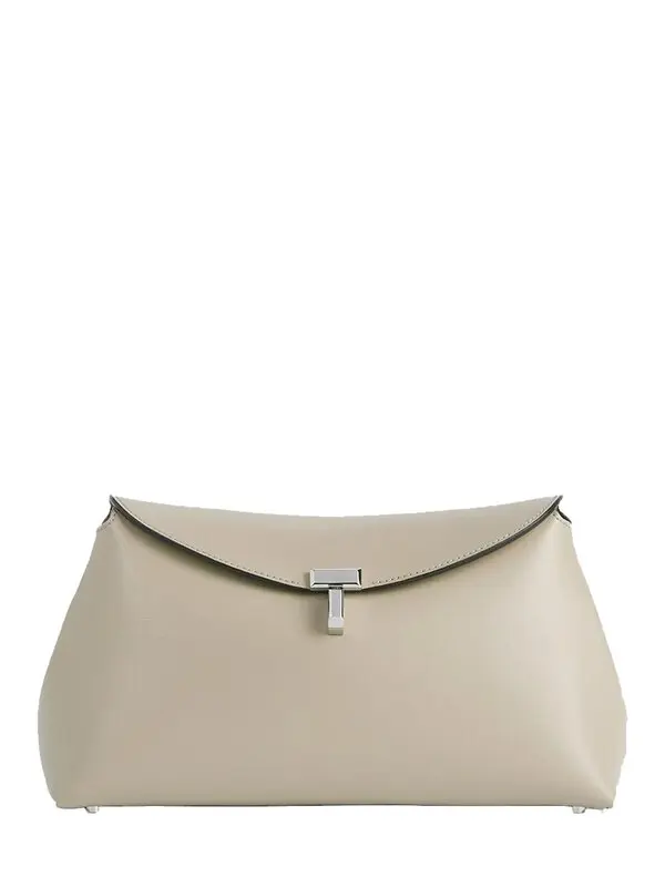 TOTEME T-lock Leather Clutch Bag - White