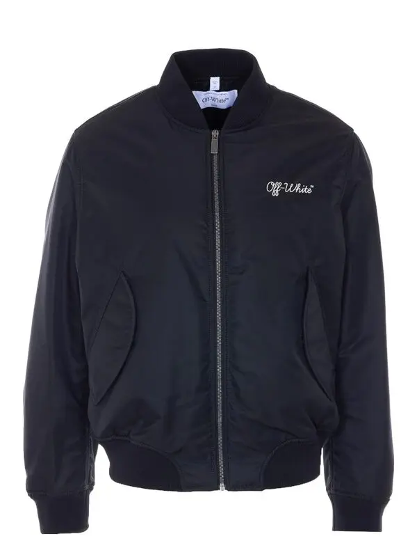 Off-White Script Logo Varsity Bomber - Black