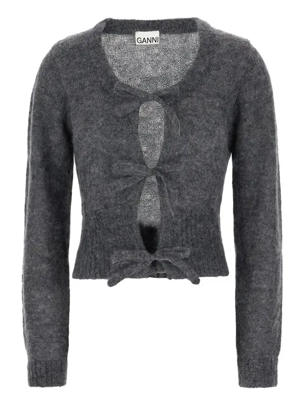 GANNI Cropped Tie Detailed Knitwear - Multicolor