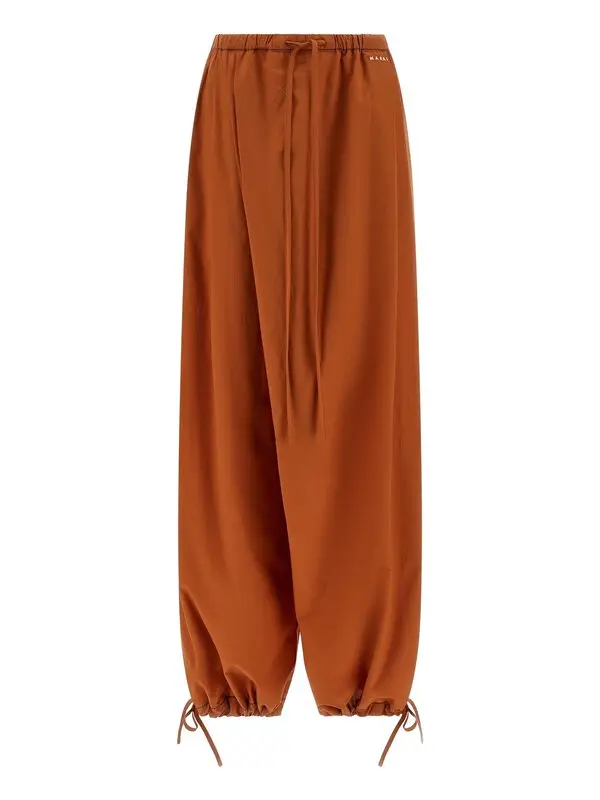Marni Diagonal Draping Cotton Poplin Pants - Orange