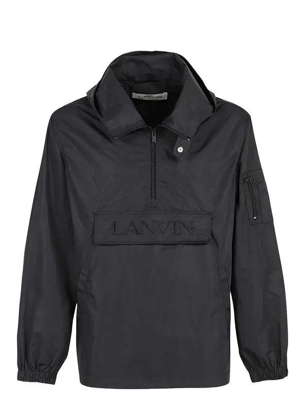 LANVIN Logo Hooded Windbreaker - Black