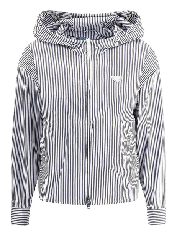 Prada Striped Hooded Jacket - Blue