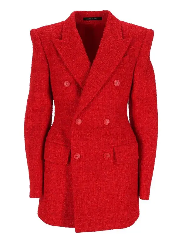 Balenciaga Tweed Blazer Jacket - Red