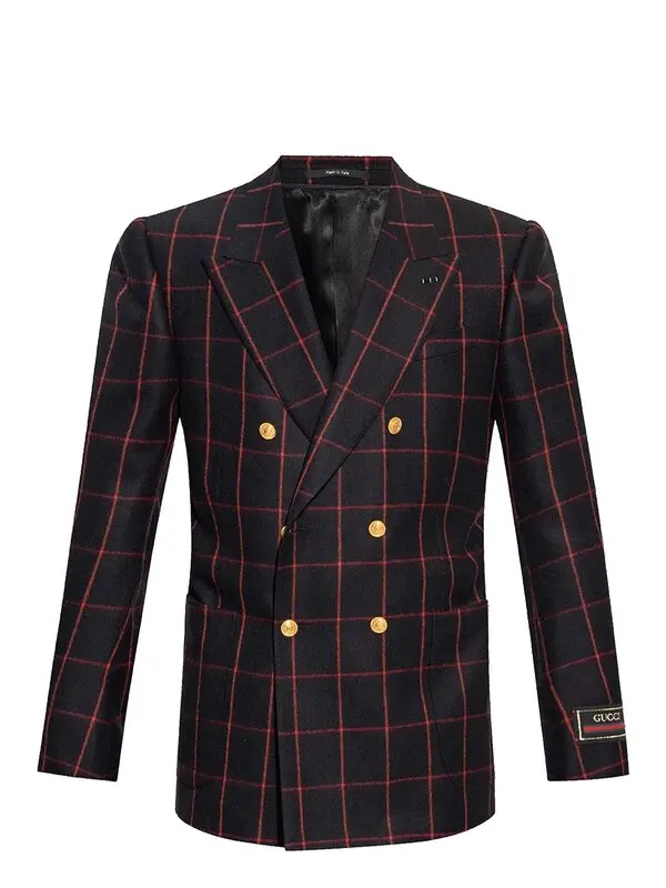 Gucci Wool Checked Blazer - Black