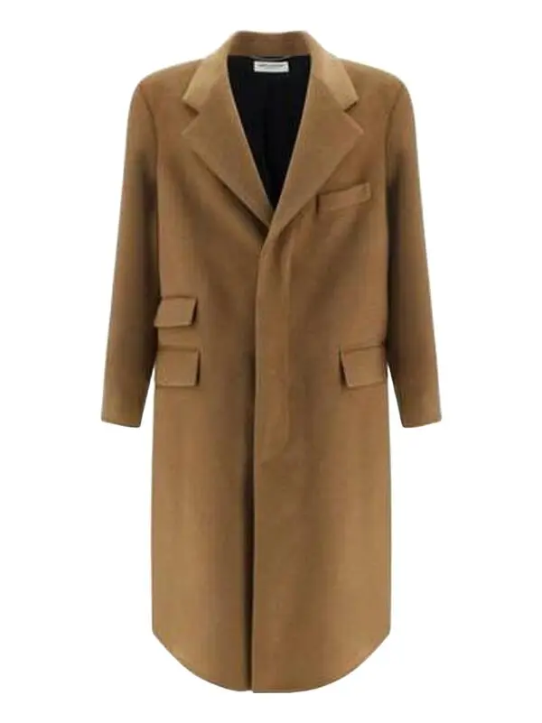 Saint Laurent Wool Oversize Coat - Brown
