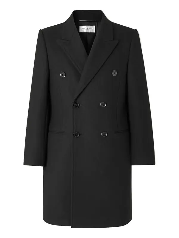 Saint Laurent Double-breasted Wool Coat - Black