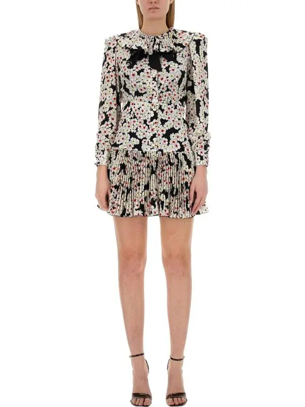 Alessandra Rich Floral Print Silk Mini Dress - Multicolor