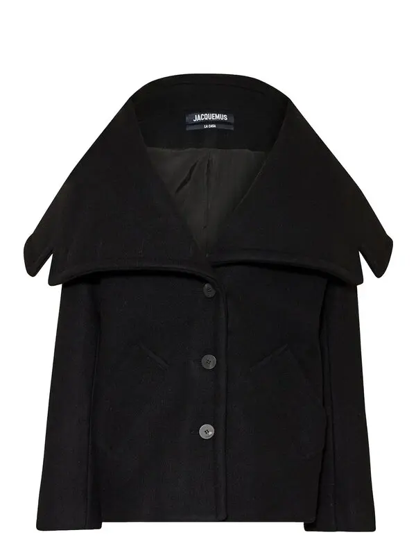 Jacquemus Le Caban Caruso Draped-collar Jacket - Black