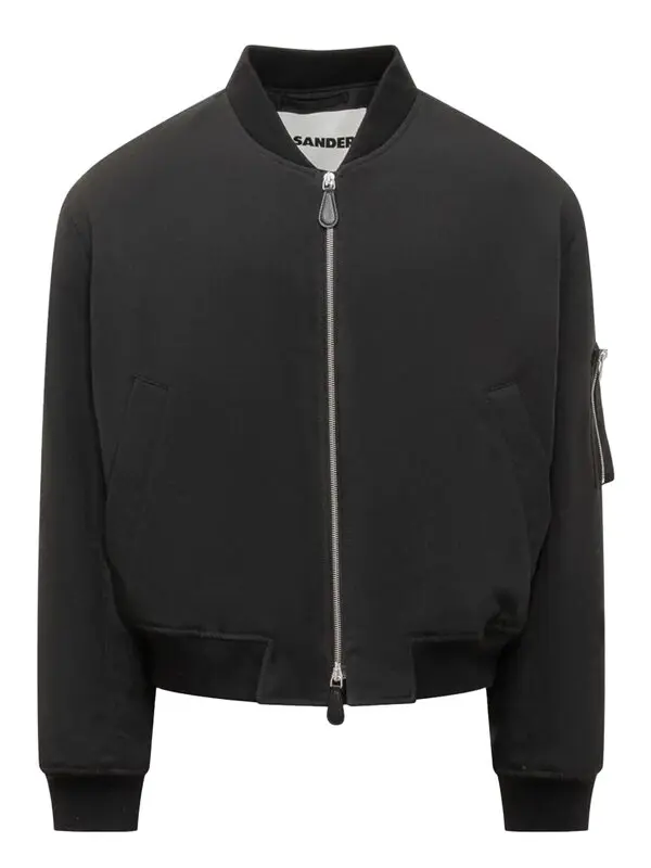 JIL SANDER Leather Detail Bomber Jacket - Black
