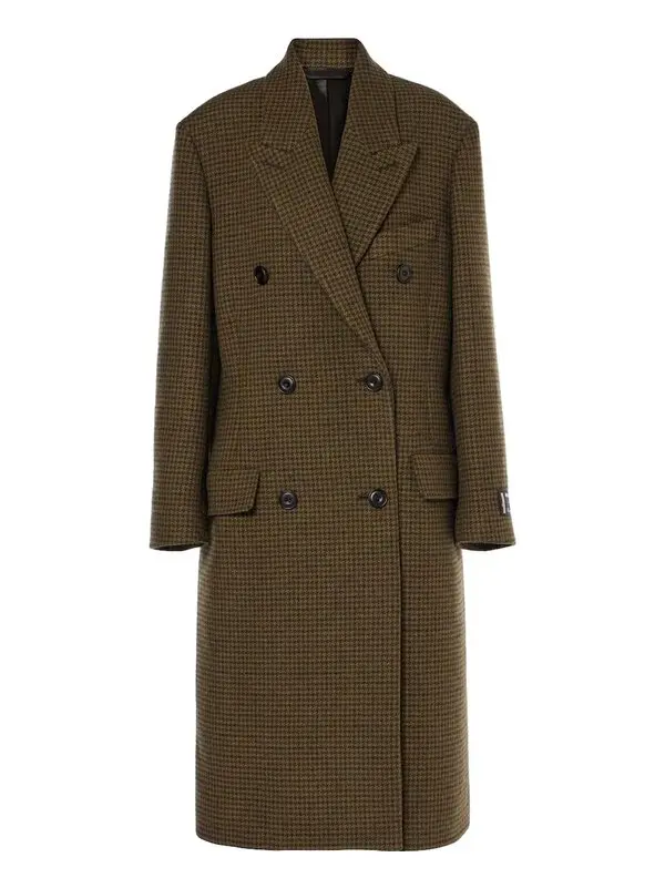Acne Studios Checked Double-breasted Wool Blend Coat - Brown
