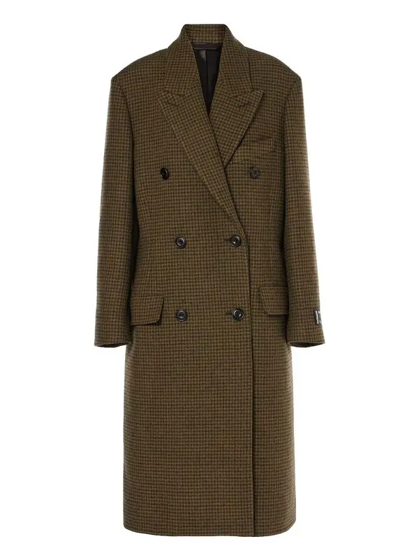 Acne Studios Checked Double-breasted Wool Blend Coat - Brown